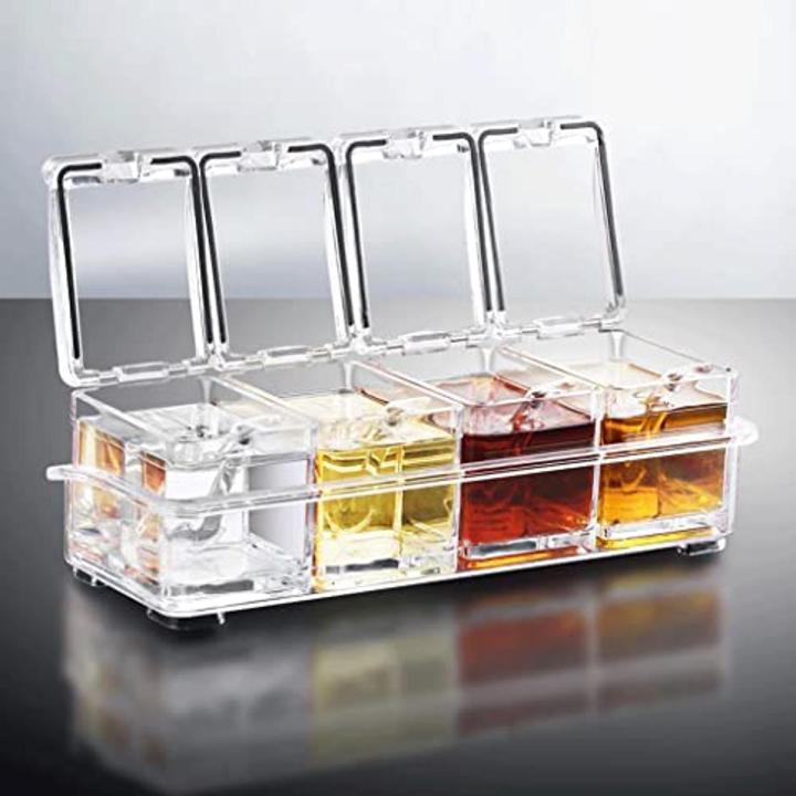 Crystal Seasoning Box Pepper Salt Spice Rack - 4Pcs | Daraz.com.bd