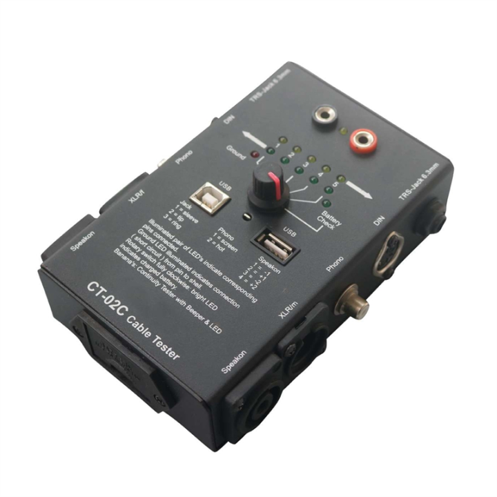 CT-02C Cable Tester Line Meter XLR Signal Line Meter 6.3mm Jacks Cable ...