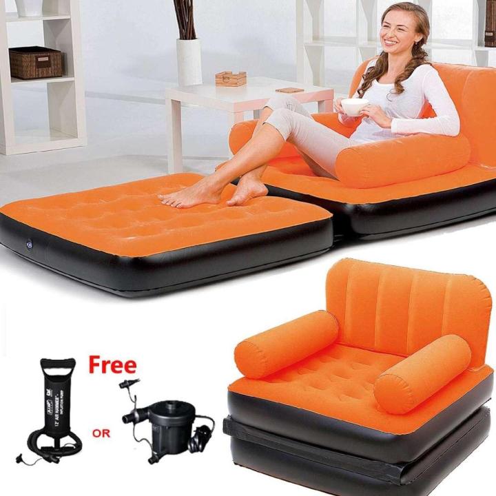 Bestway 5 in 1 Inflatable Sofa Air Bed Couch - Orange | Daraz.com.bd