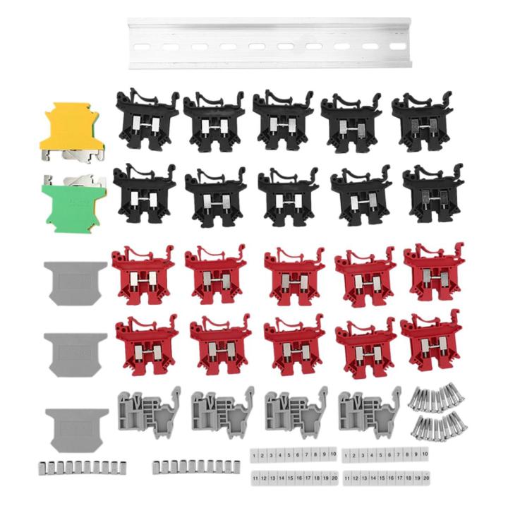 DIN Rail Terminal Blocks Kit Terminal+Ground Blocks+Aluminum Rail+End ...