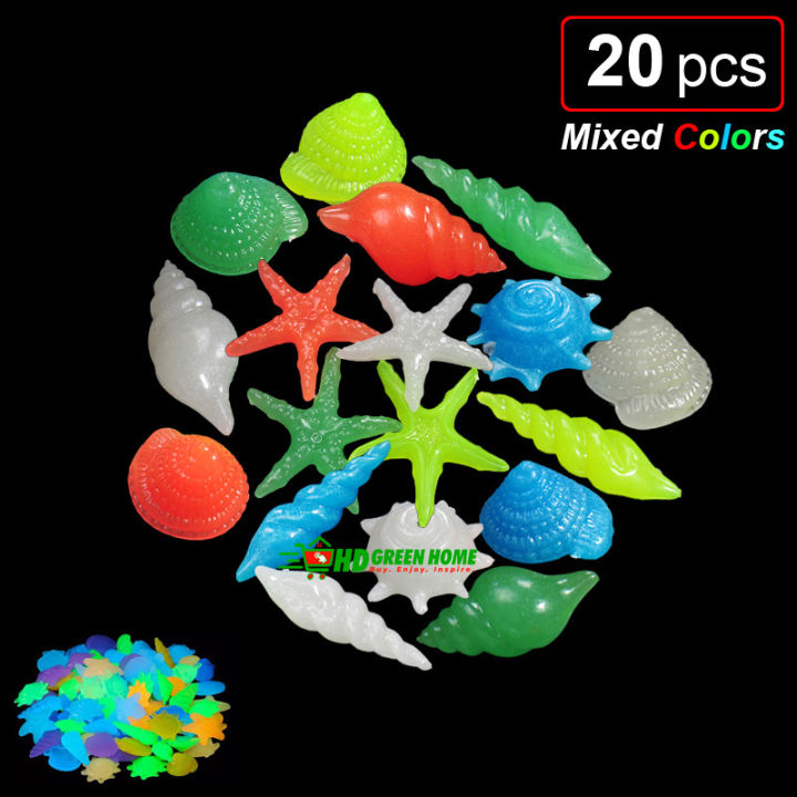 20 pcs x Artificial Marine Shell Luminous Stone Glow in the Dark ...