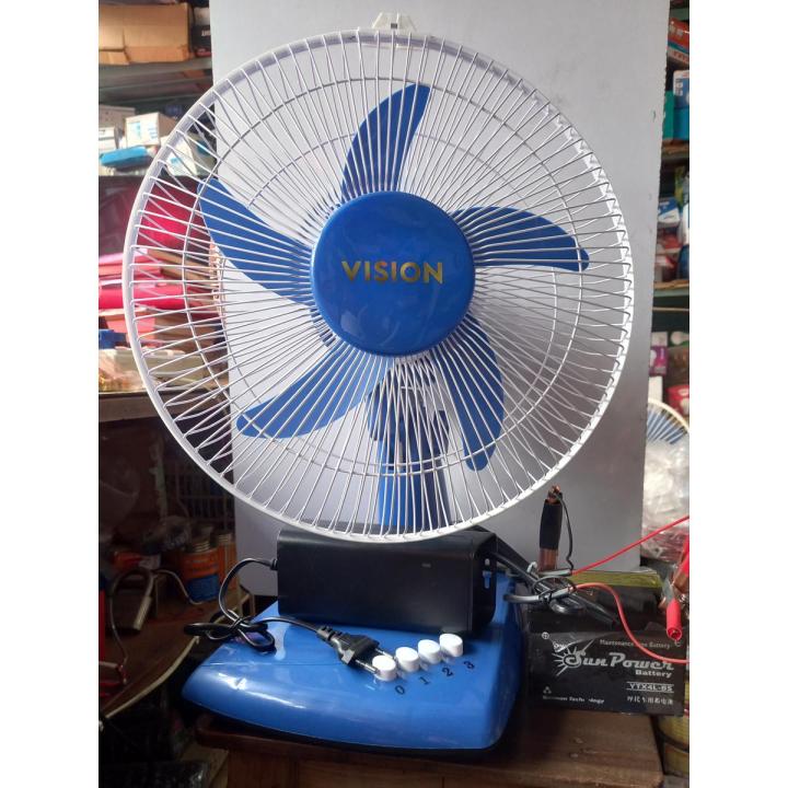 VISION DC Table Fan 12"borrowball battery charger show | Daraz.com.bd