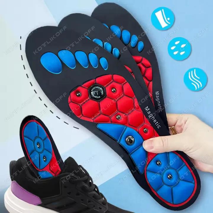 1 pair magnetic insoles gel foot inserts with magnets orthopedic arch ...