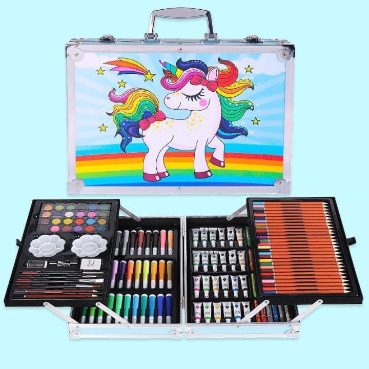 Conjoin Unicorn Colour Suitcase Set Deluxe Art Set Box with Crayons ...