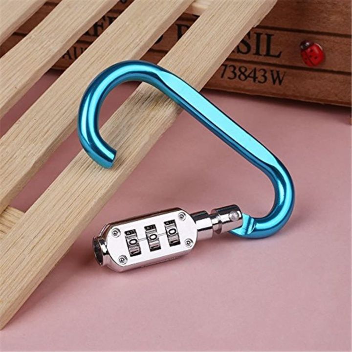 Carabiner Hook Buckle Clip Keychain with 3 Digits Combination Lock ...