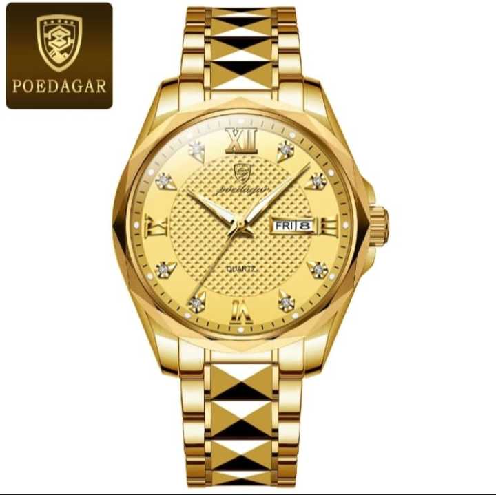 Poedagar 615 Stainless Steel styles watch for Men –Gold | Daraz.com.bd