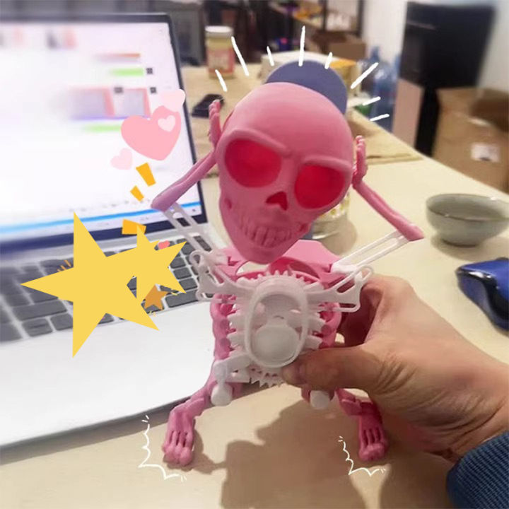 3D Printing Dancing Pink Skull Skeleton Amazing 3D Printed Dancing ...