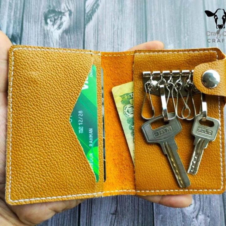 Leather Key Holder Wallet for Men - Brown Color | Daraz.com.bd