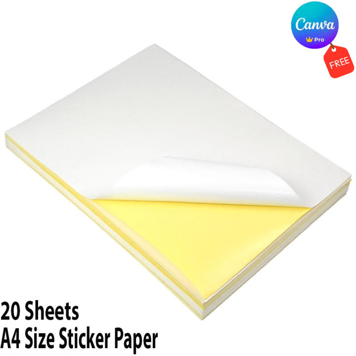 Glossy Self Adhesive Sticker Paper A4 - 20 Sheets Pack | Laser, Inkjet ...