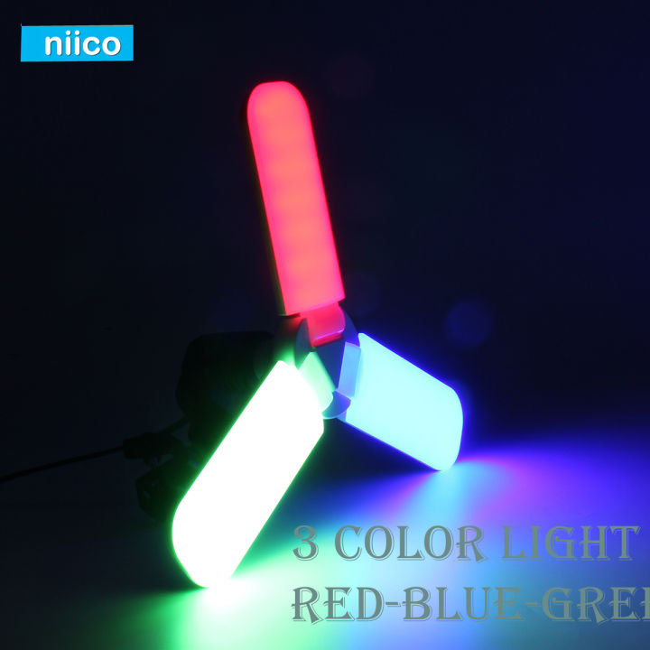 LED 3 Color Foldable Fan Blade Led Light Blub-(Red/Blue/Green)-2 years ...