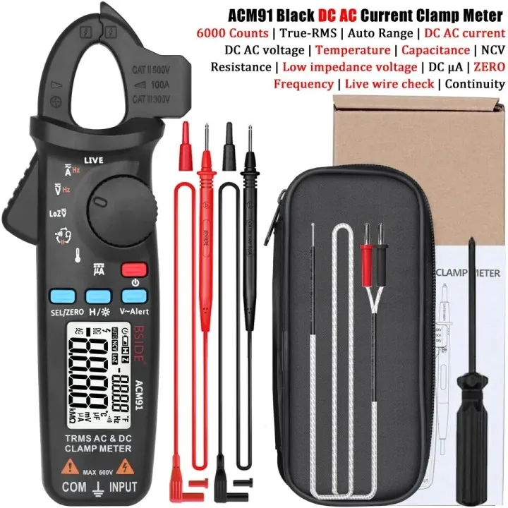 NEW DC AC Digital Clamp Meter 1mA Accuracy Ammeter Pliers True RMS 100A ...