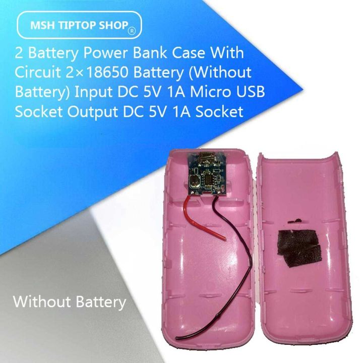 Power Bank Case With Circuit (Without Battery) Input DC 5V 1A Micro USB ...