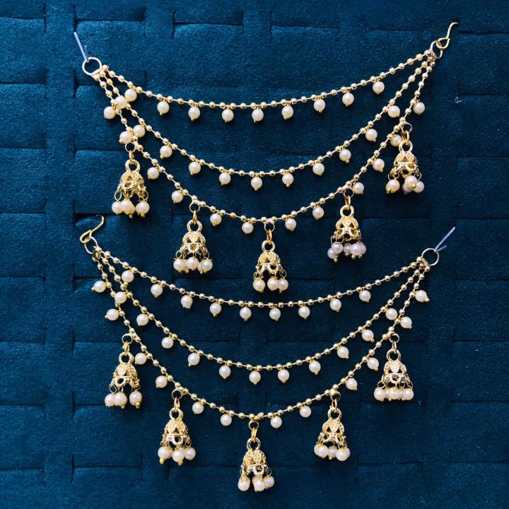 Good quality 3 lear pearl earring tana 1 pair set | Daraz.com.bd