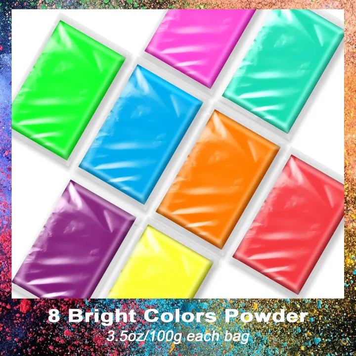 Holi Powder,8 Pack 500mg Color Run Powder Rangoli Color Bulk,Natural ...