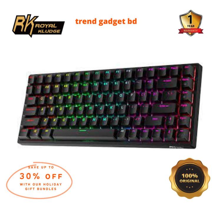 ROYAL KLUDGE RK84 84 Keys Wireless 80% Mechanical Gaming Keyboard ...