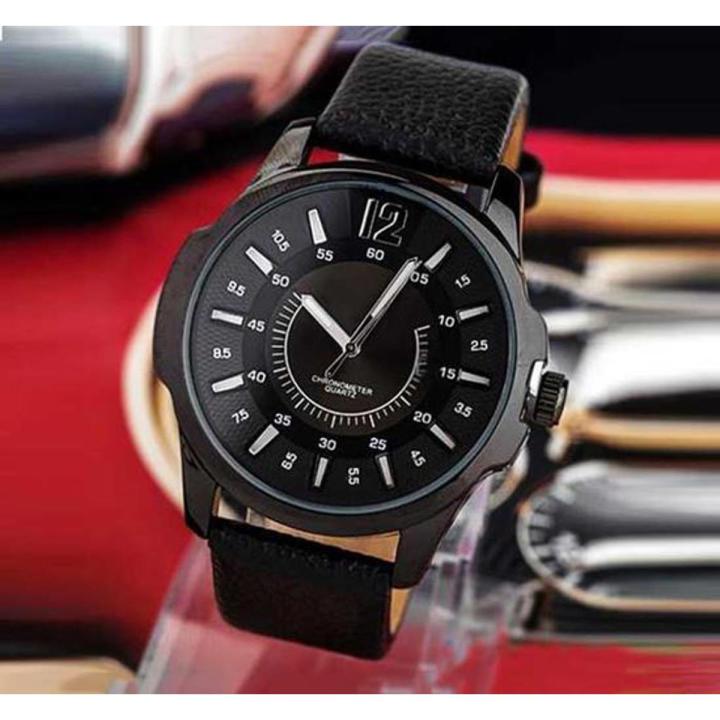 Artificial Leather Analog Watch For Men - Black And White - Watch ...