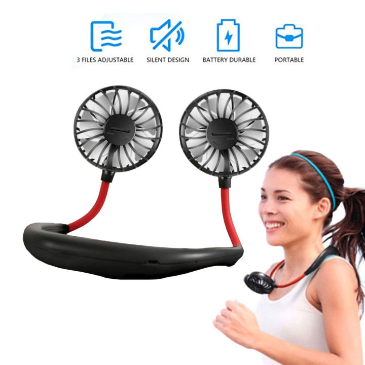 USB Rechargeable Wearable Portable Hand Free Neckband Fan | Daraz.com.bd