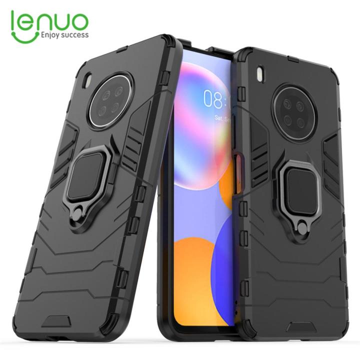 Lenuo Phone Case for Huawei Y9a Silicone PC Metal Ring Holder Cover ...