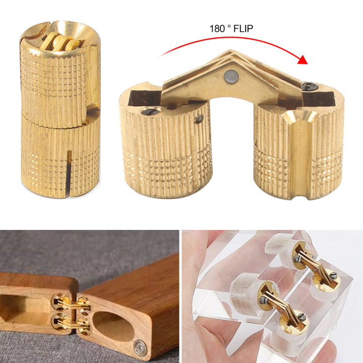 Hittime 8/10/12/14/16mm Copper Barrel Hinges Cylindrical Hidden Cabinet Concealed Hinge ...