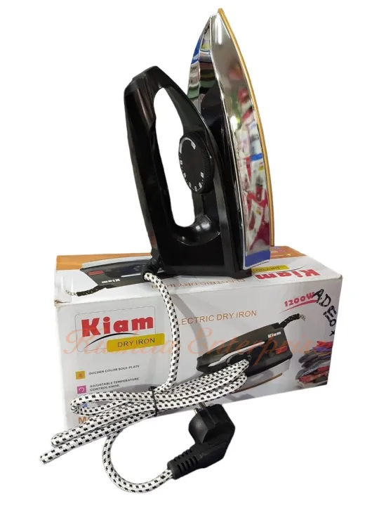 Kiam DRY IRON Model: ES - 1125 | Golden Color Sole Plate | Daraz.com.bd