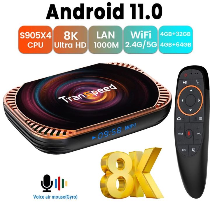 Transpeed Android 11 Amlogic S905X4 TV Box Dual WiFi 32G 64GB BT4.0 4K ...