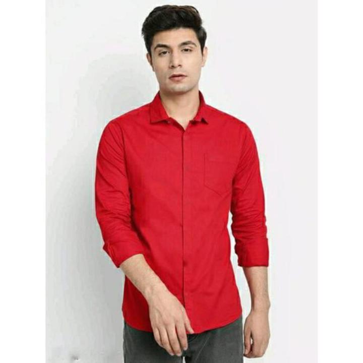 Men Slim Fit Solid Casual Red Shirt | Daraz.com.bd