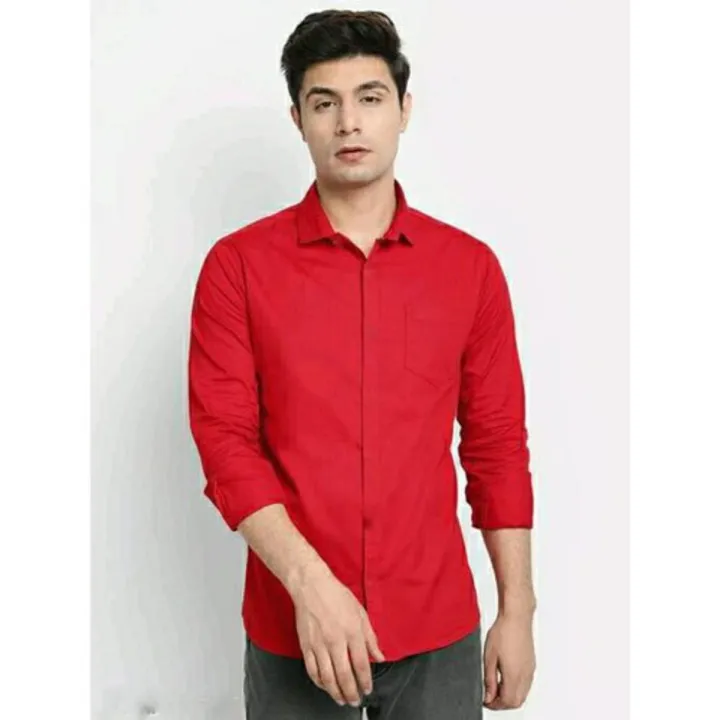 Men Slim Fit Solid Casual Red Shirt | Daraz.com.bd