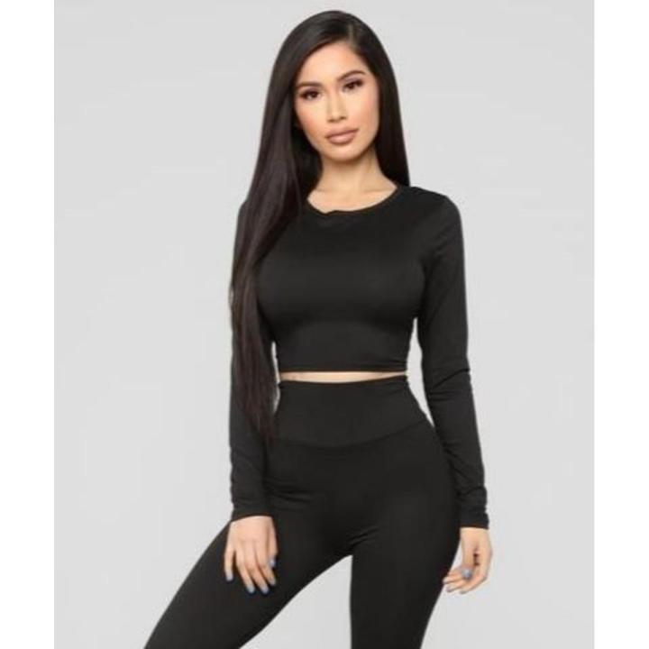 Ribbed Full sleeve Crop top for women's | Daraz.com.bd