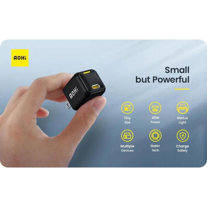 AOHI MAGCUBE 30W Super Mini GaN Fast Charger | Daraz.com.bd