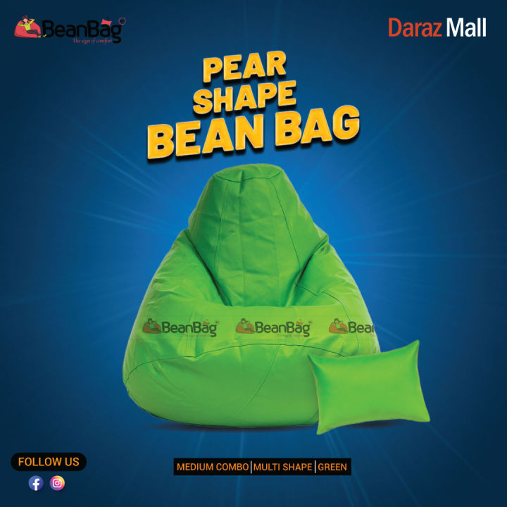 Premium Bean Bag Chair Pear Shaped Medium Size - Green | Daraz.com.bd