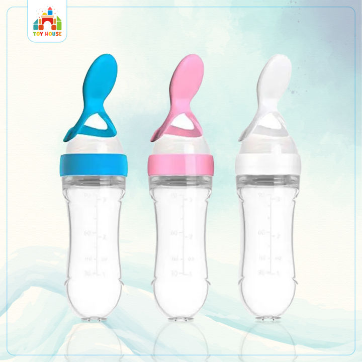 90ml Baby Feeder Food Dispensing Spoon Bottle Silicone Squeeze Juice Cereal Food | Daraz.com.bd