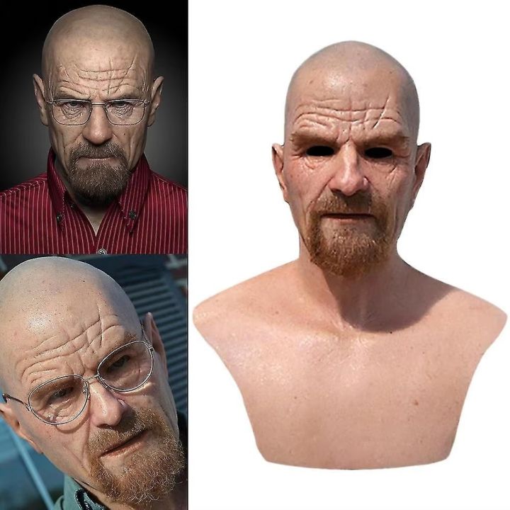 Happy Night Realistic Bald Old Man Mask Breaking Bad Walter White Mask ...
