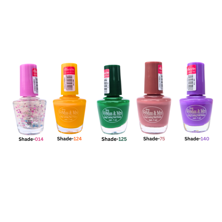 5 pcs Combo Miss & Mrs Nail Polish For Women Shade- 14, 124, 125, 75 ...