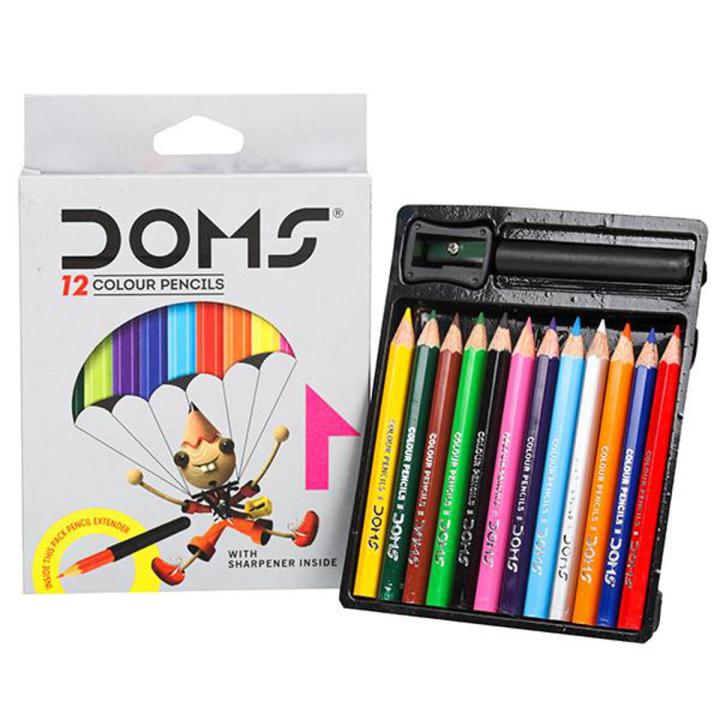 Doms 12 color pencil half with sharpner | Daraz.com.bd