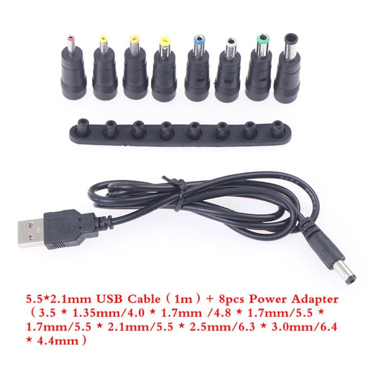 8Pcs Laptop DC Power Adapter Conversion Head(3.5-6.4mm) 5.5*2.1mm USB Cable(1m) | Daraz.com.bd
