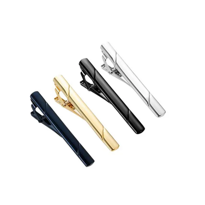 【Atoztide Store】4 Pcs Fashion Simple Necktie Tie Bar Clips Pins Black ...