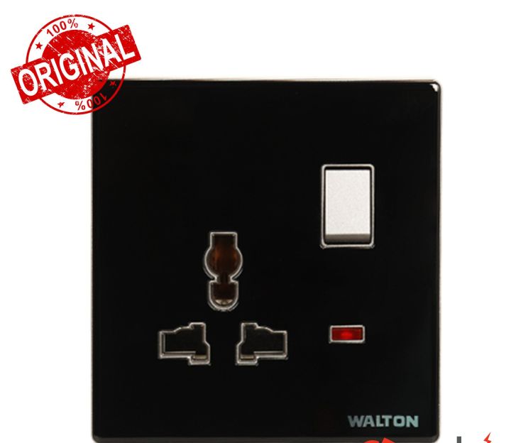 WALTON CRYSTAL BLACK Series 13A Three Pin Multi Function Universal ...