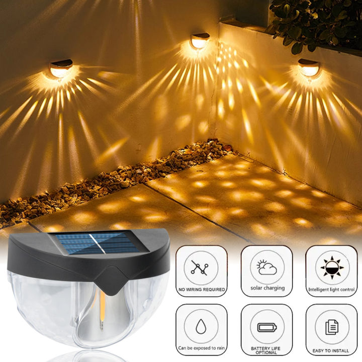 Outdoor Solar Fence Light Water Drop Projection Light Railing Staircase ...