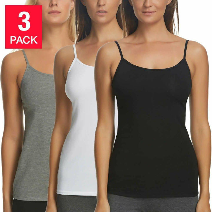 3 Pcs Ladies Inner Cotton Camisole Tank Tops, All Season Wear | Daraz ...
