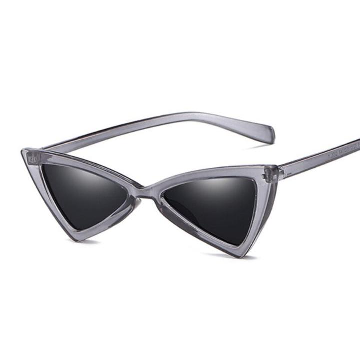 【happy one】GrayNEW Cute Cat Eye Sunglasses Small Black White Triangle ...