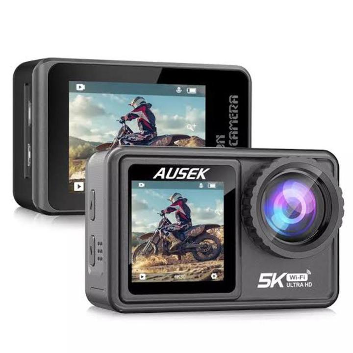 With Wireless Microphone Waterproof 5K Dual Display WiFi Action Camera ...
