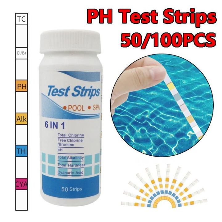 【3C VictoryEagle】50pcs Multipurpose Chlorine PH Test Strips Pool Water ...
