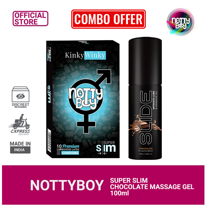 NottyBoy Combo SLIDE Chocolate Water Based Personal Lubricant and Intimate Massage Gel – 100ml ...