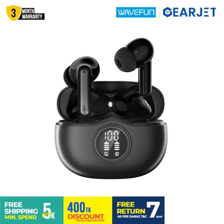 Wavefun Star 2 ANC Wireless Earbuds Digital Display BT 5.3 Active Noise ...