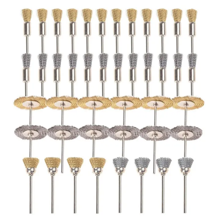 44 Pieces Mini Wire Brush Wheel Cup Brass Steel Wire Brush Set 1/8inch ...