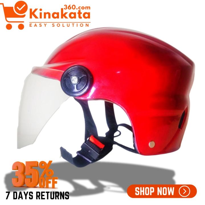 Red Color Half Face Helmet – SFM Pelion Cap Helmet with Glass for Men ...