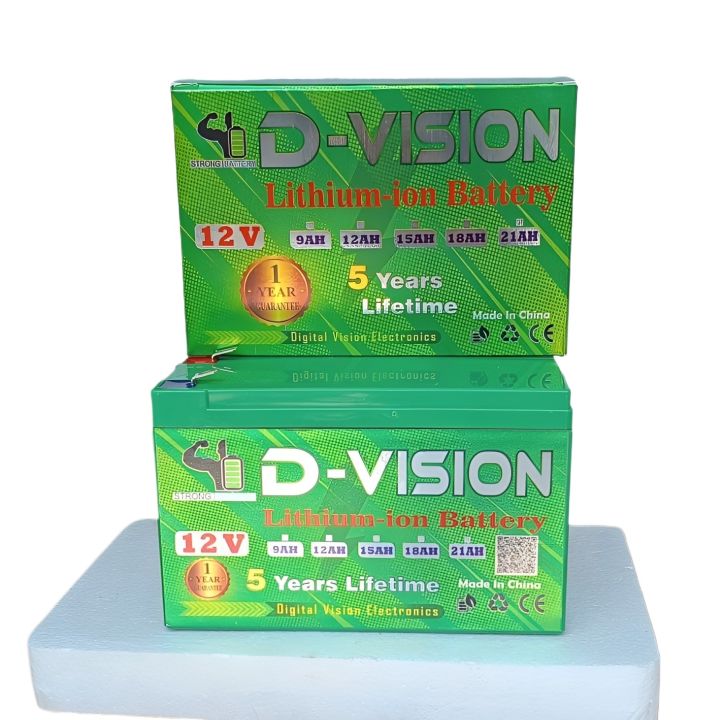 D vision 12v 21ah battery lithium-ion cell BMS protection with 1 year ...