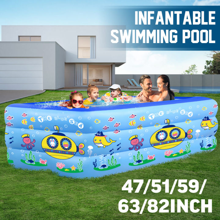 Practical 210CM Kids Large Inflatable Swimming Padding Pool Family ...