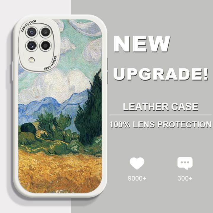 AMORVOR for Samsung Galaxy A22 M22 Back Cover Oil Painting PU Leather ...