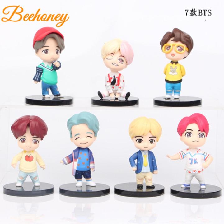 7Pcs/Set BTS TinyTAN Mini Figure Bangtan Boys Groups BTS Anime Figurine ...